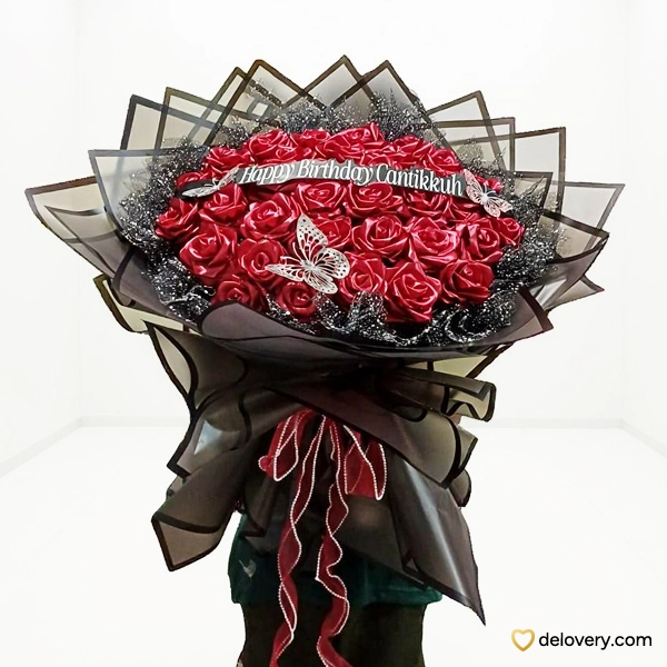Jual Crimson Flutter (35 Stems- Satin Flower) | Delovery